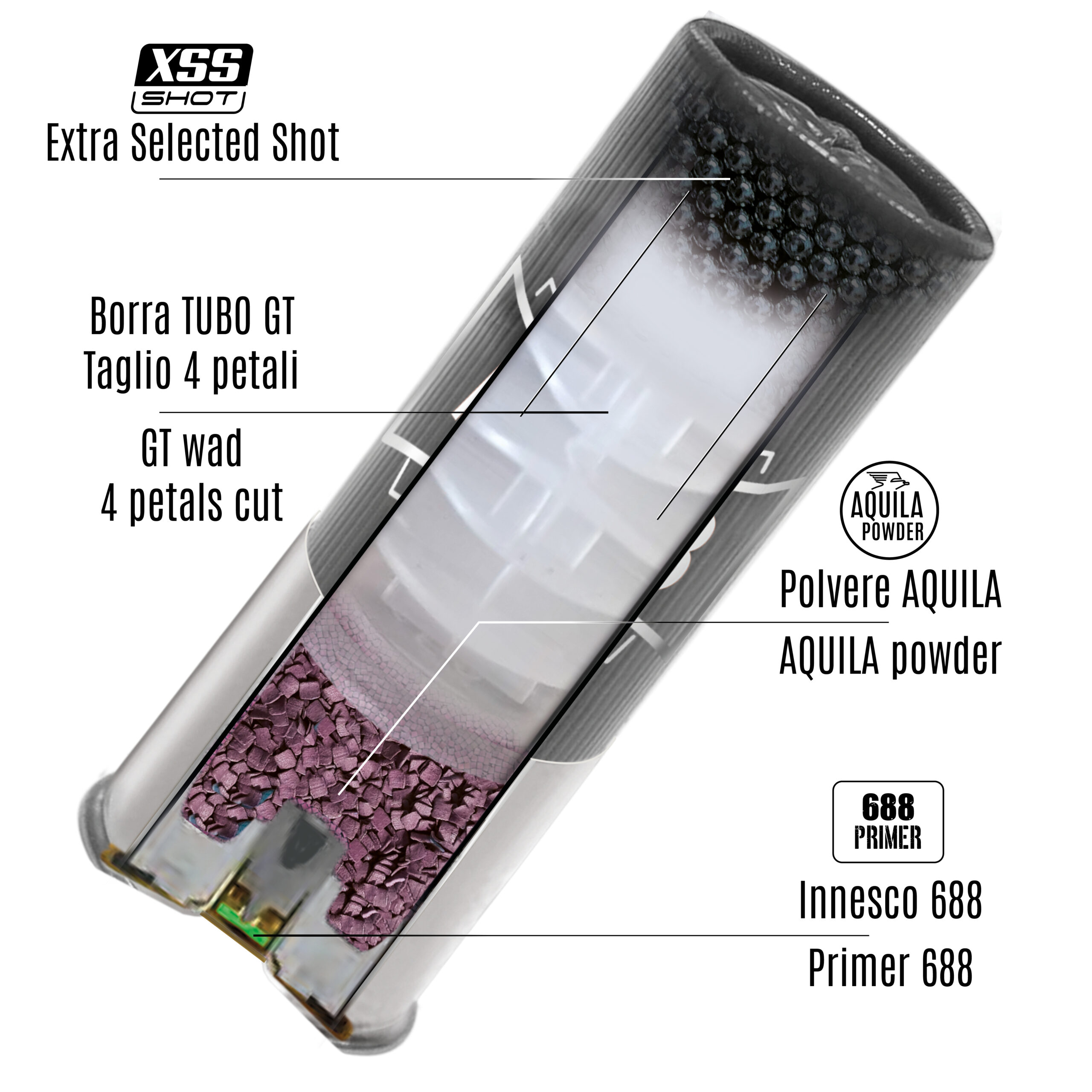 MACH 3 24 - Calibro 12 - Cartucce da Tiro Skeet, Trap - Cheddite Italy