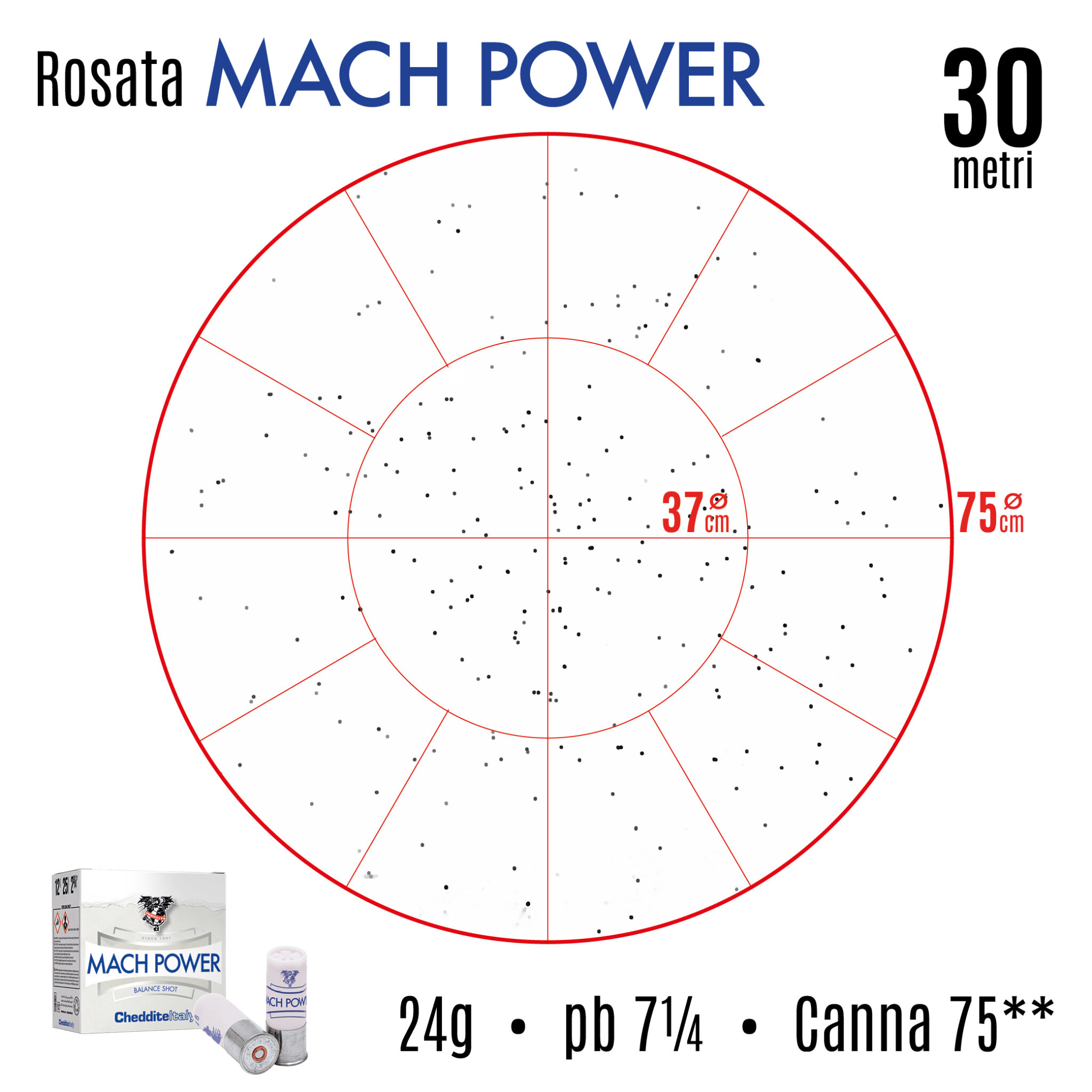 MACH POWER 24 - Gauge 12 - Shooting Shotshells Trap - Cheddite Italy
