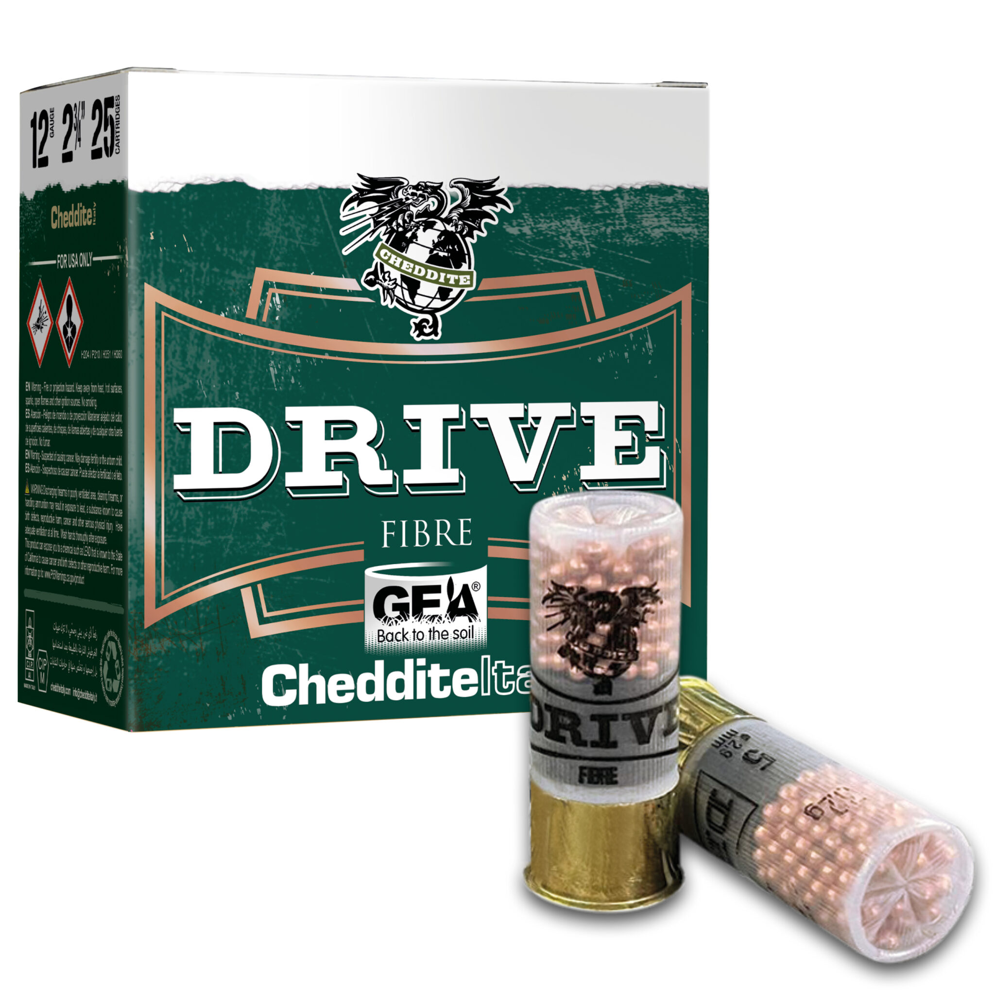 DRIVE FIBRE 30 GEA - Gauge 12 - Hunting Shotshells Pheasant - Cheddite ...